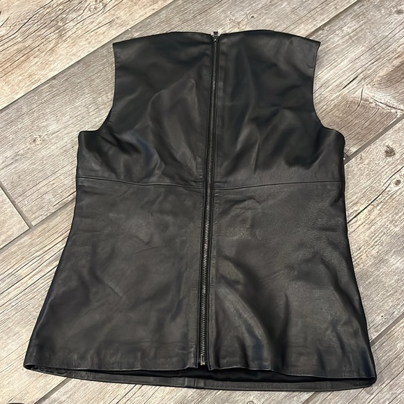 Trina Turk | Tops | Trina Turk Leather Peplum Top | Poshmark
